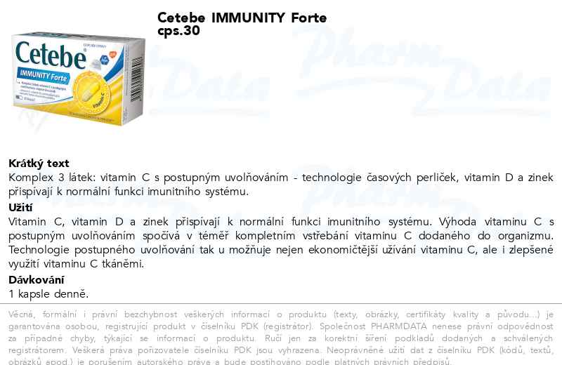 Cetebe Immunity Forte cps.30 | SOS lékárna online, internetová lékárna ...