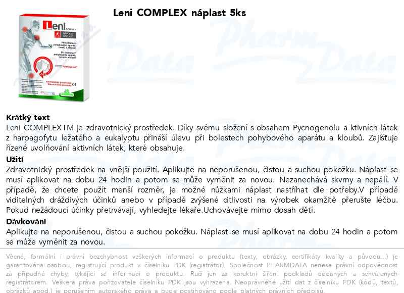 Leni COMPLEX Náplast 5ks | SOS lékárna online, internetová lékárna, léky