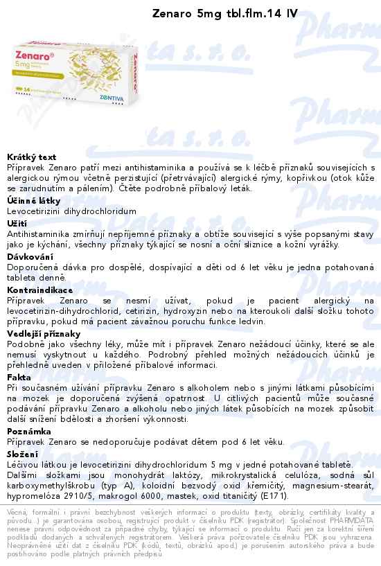 ZENARO POR 5MG TBL FLM 14 IV | SOS lékárna online, internetová lékárna ...