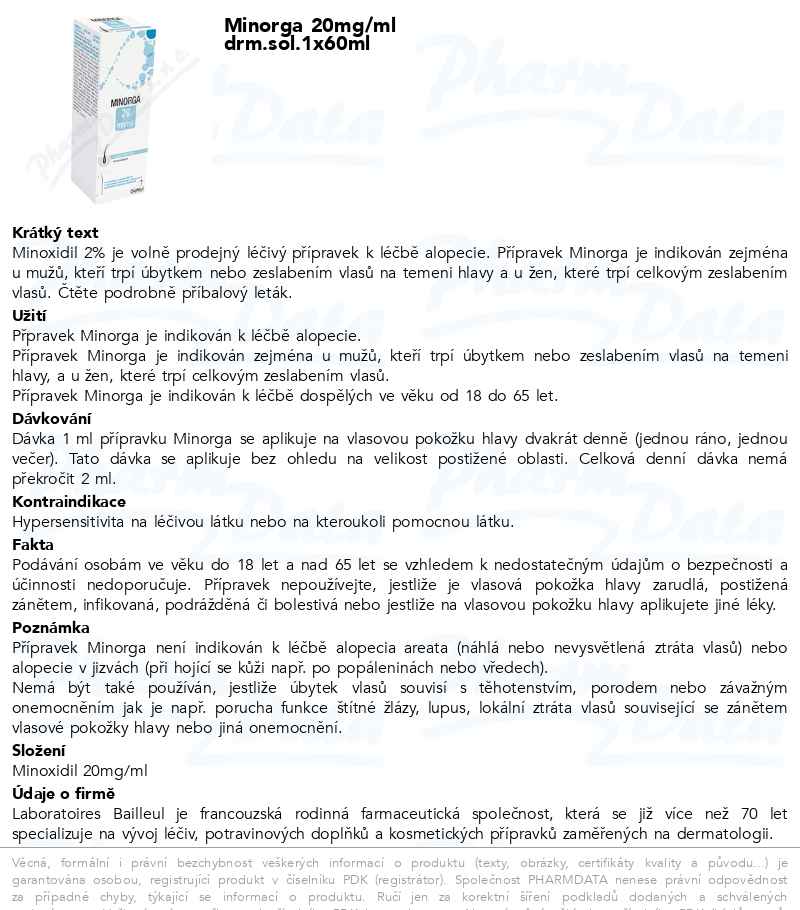 Minorga 20mg/ml kozni roztok 60ml | SOS lékárna online, internetová ...