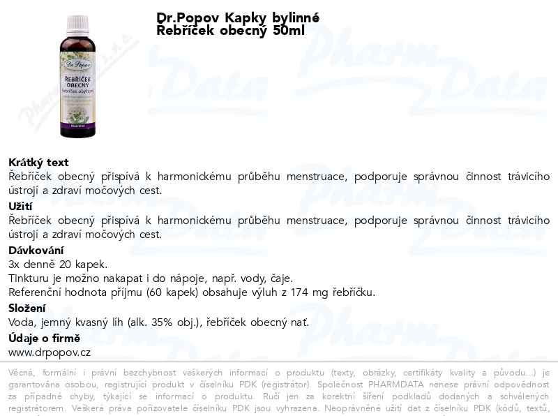 Dr.Popov Kapky bylinne Rebricek obecny | SOS lékárna online ...