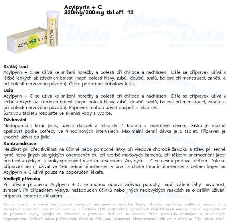 Acylpyrin + C tbl.eff. 12 | SOS lékárna online, internetová lékárna, léky