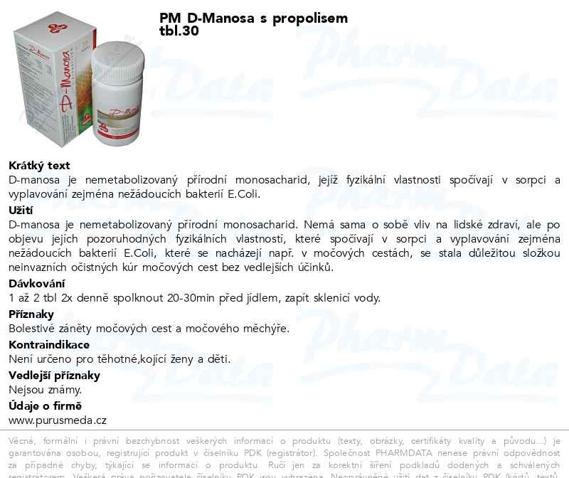 PM D-Manosa s propolisem tbl.30 | SOS lékárna online, internetová ...